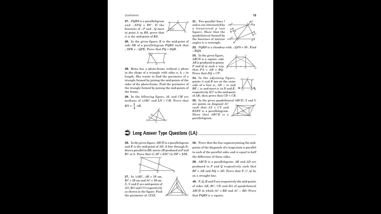 Class 9 Quadrilaterals Worksheet with Solutions | CREDITS: MTG Publications