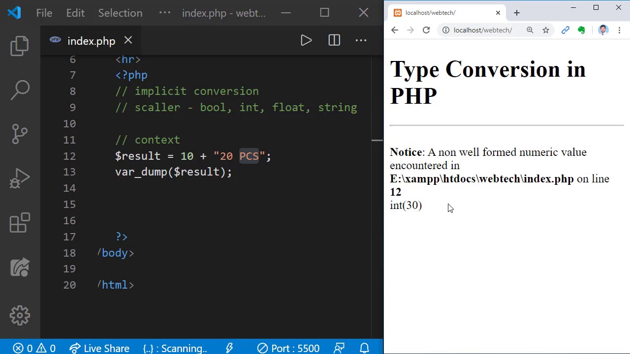 #16 PHP Course - Implicit Type Conversion
