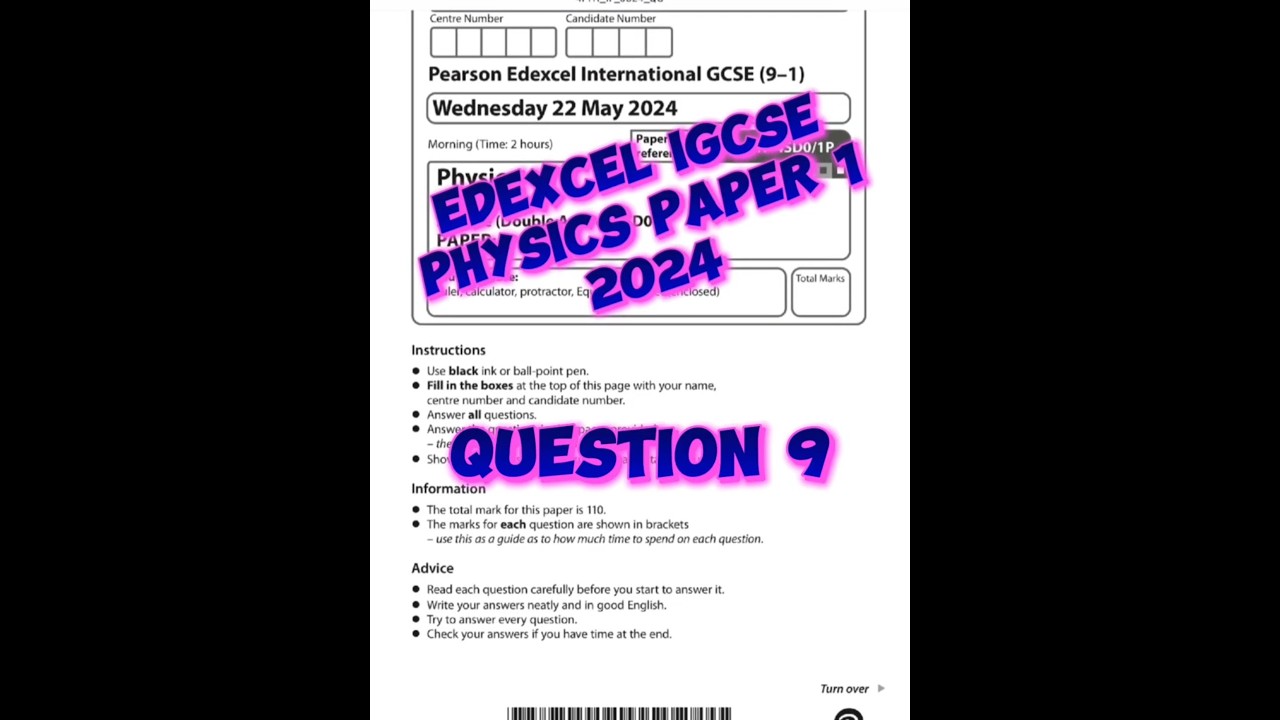 Edexcel IGCSE Physics Paper 1 2024 Q9