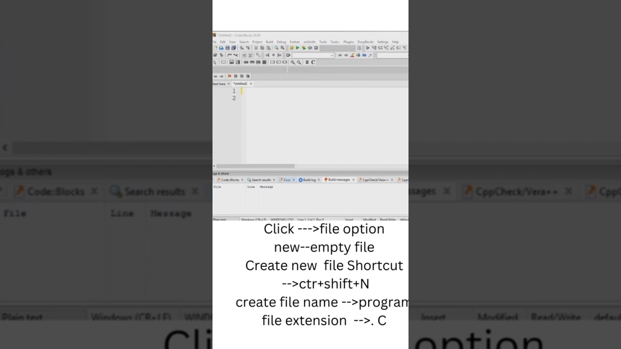 create a new file in codeblock application/sample c program#programminginc #learning #beginners