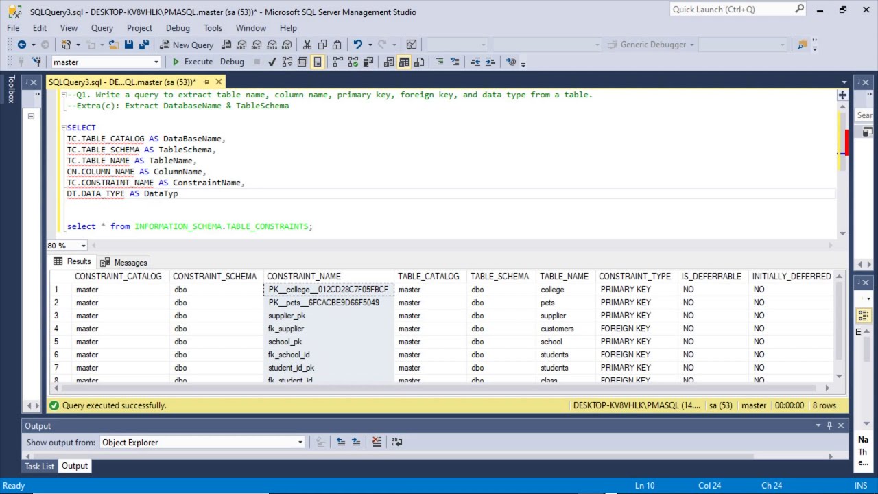 Data Types using Microsoft Sql Server