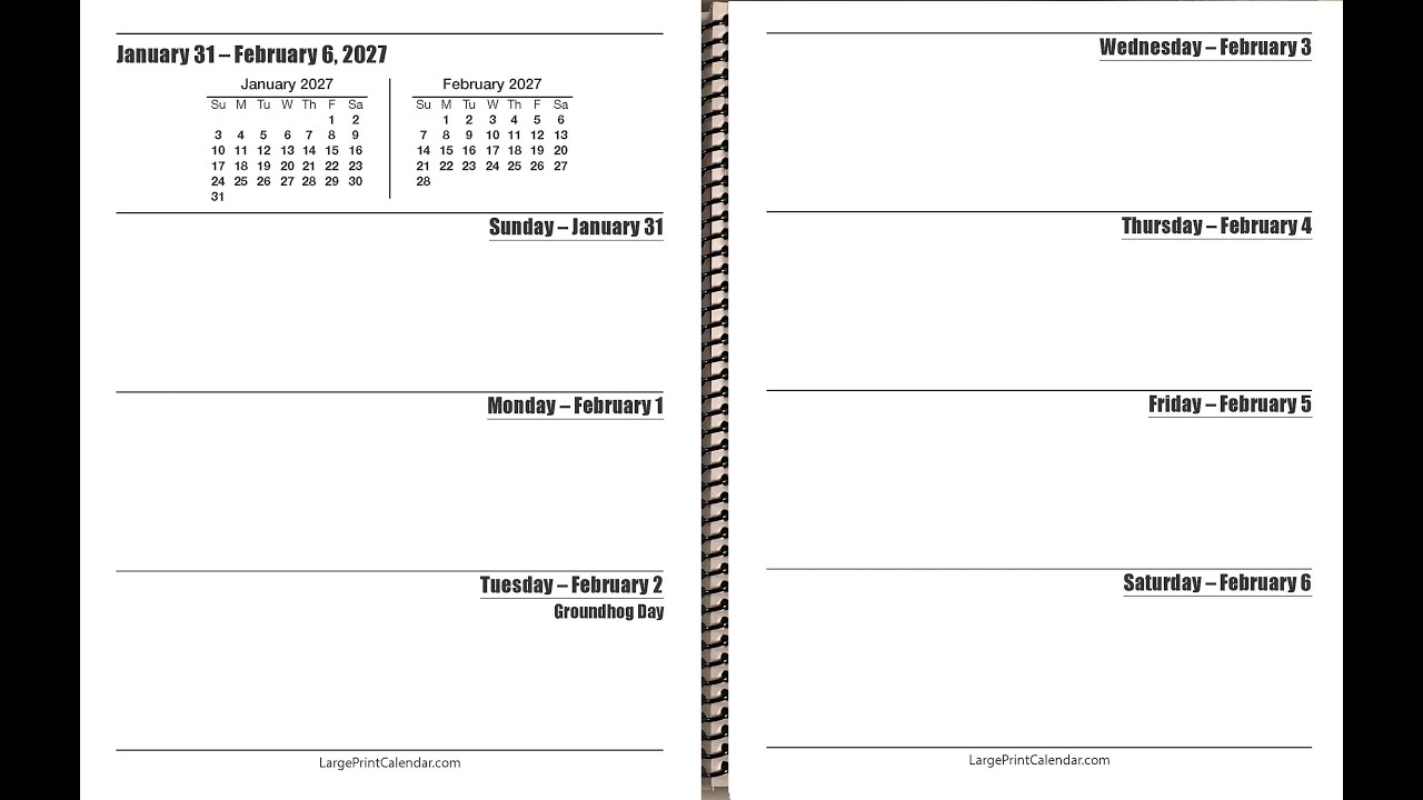 2026 jumbo weekly planner