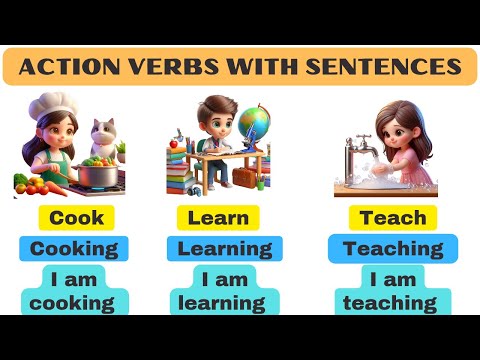 Action Words | Action Verbs | Linking Verbs : Short English Sentences for Kids