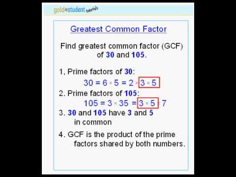 GoldStudent.com - Greatest Common Factor 2nd tutorial