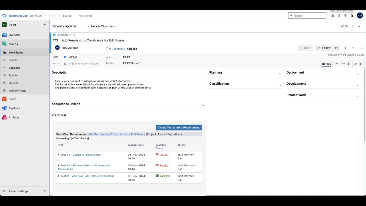 PractiTest-Azure DevOps Integration