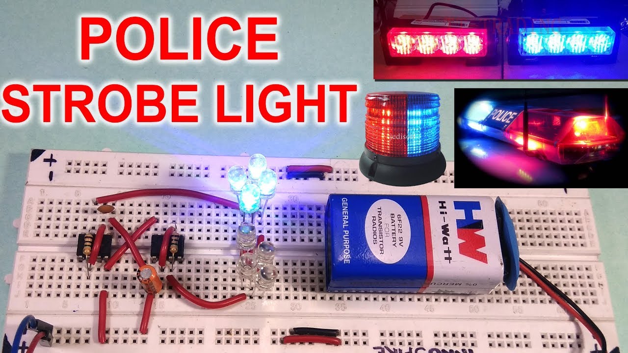 How to make a Police Strobe Lights | LED Police Lights and Sirens DIY