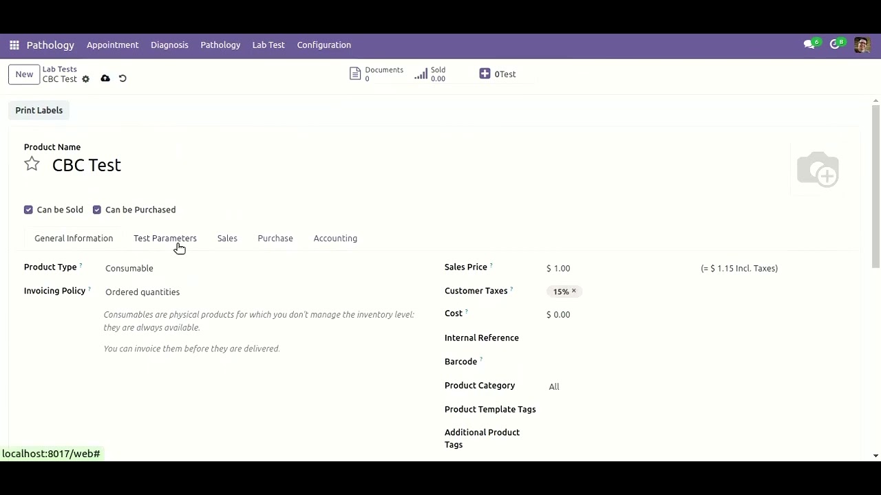Pathology Lab Management Odoo V17