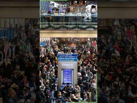A sizable crowd is waiting at London's St Pancras following the cancellation of Eurostar trains
