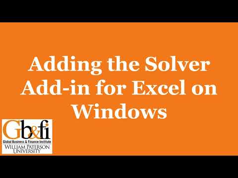 Adding the Solver Add-in for Excel on Windows