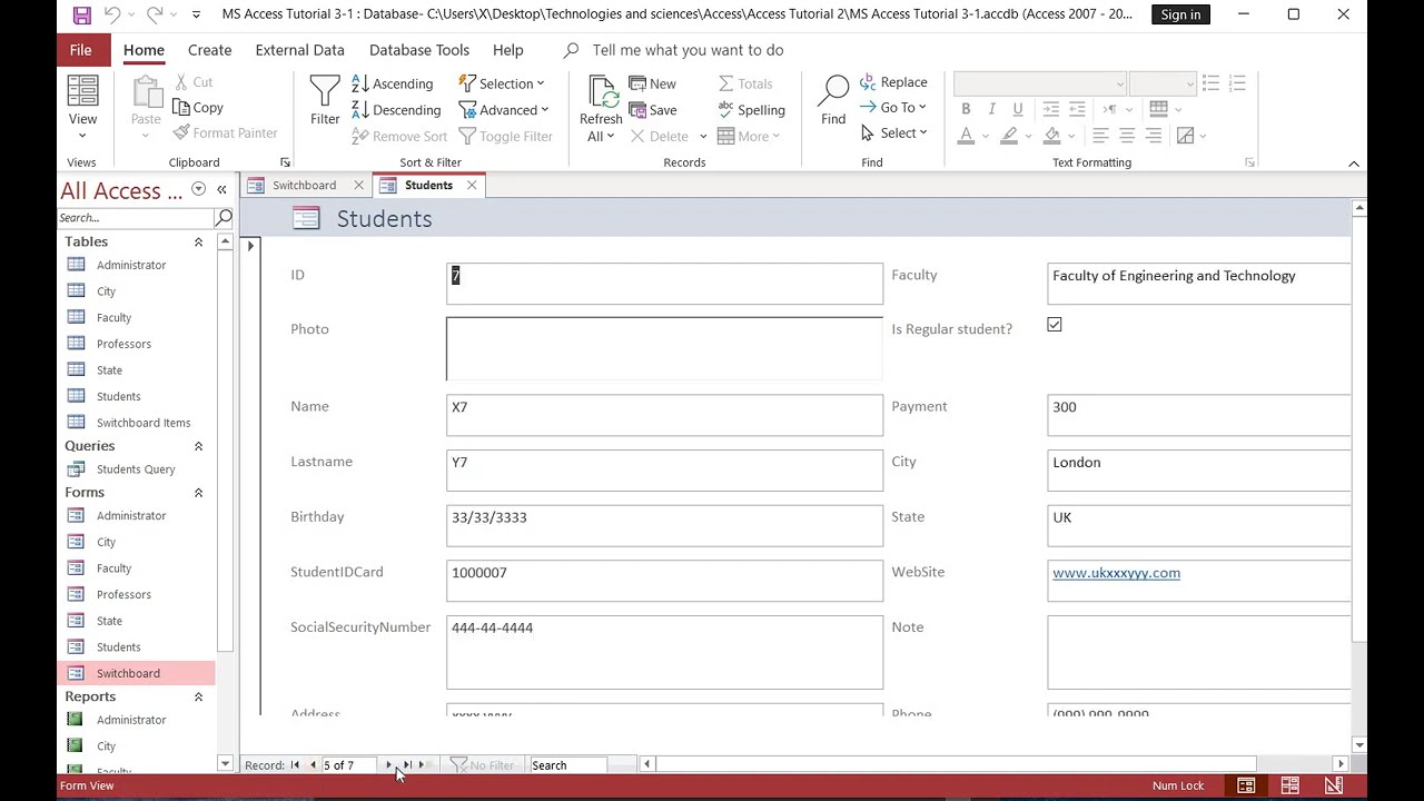 MS Access Tutorial 3-1, Switchboard   Manager