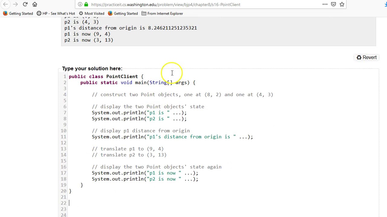 Building Java Programs Chapter 8 Self-Check 8.16 PointClient