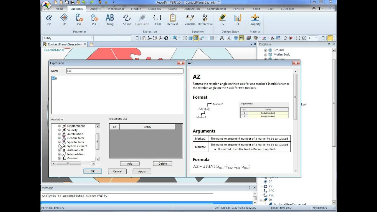 RecurDyn easy expression help