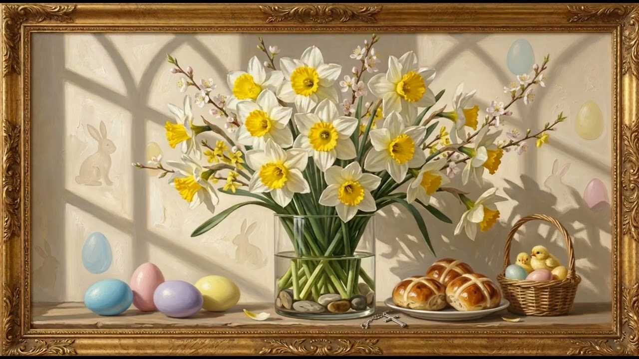 Soft Easter Morning 🌸🐰 | 4K Easter Wallpaper | Spring Daffodils & Cozy Holiday Aesthetic