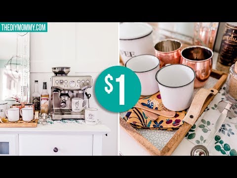 DIY Dollar Store Fall Decor | Tray & Coffee Station! | The DIY Mommy