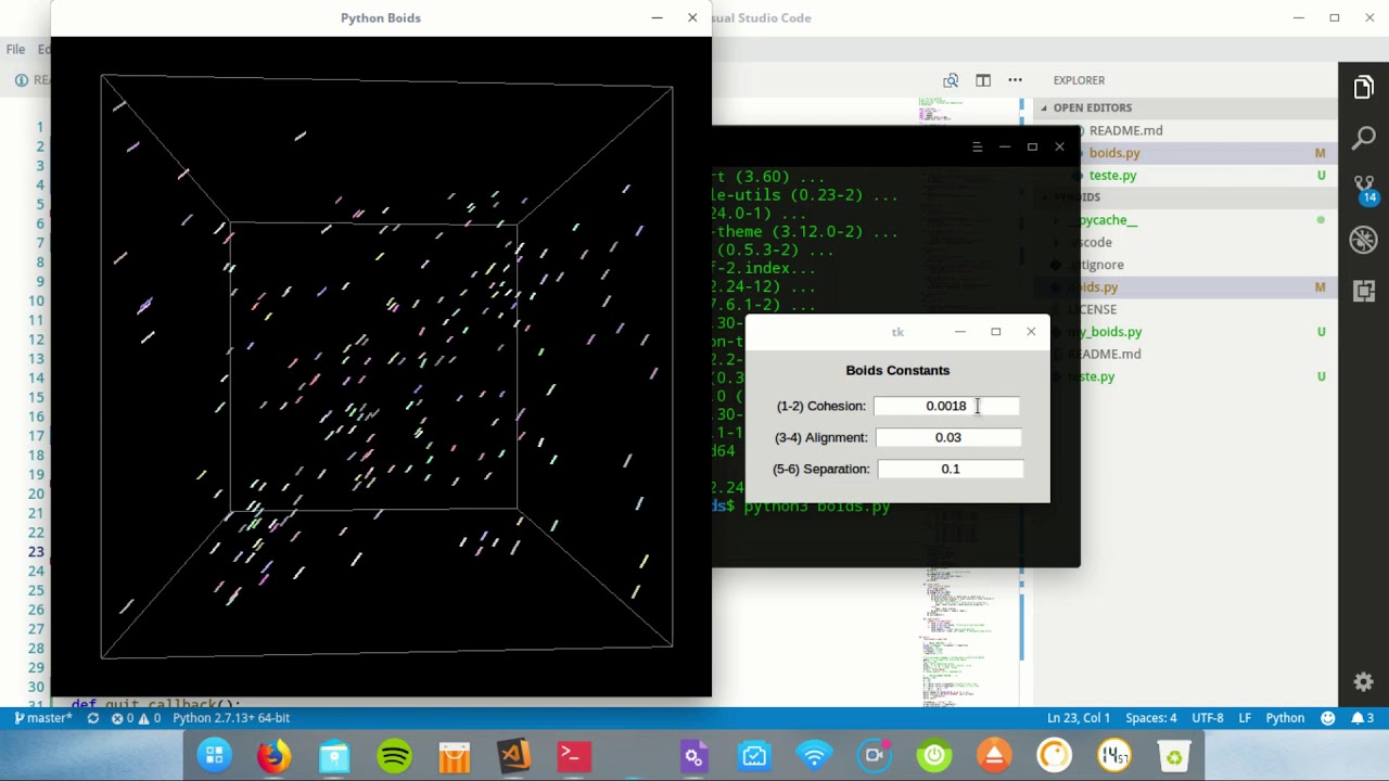 Algoritmo do Boids em Python (3D)