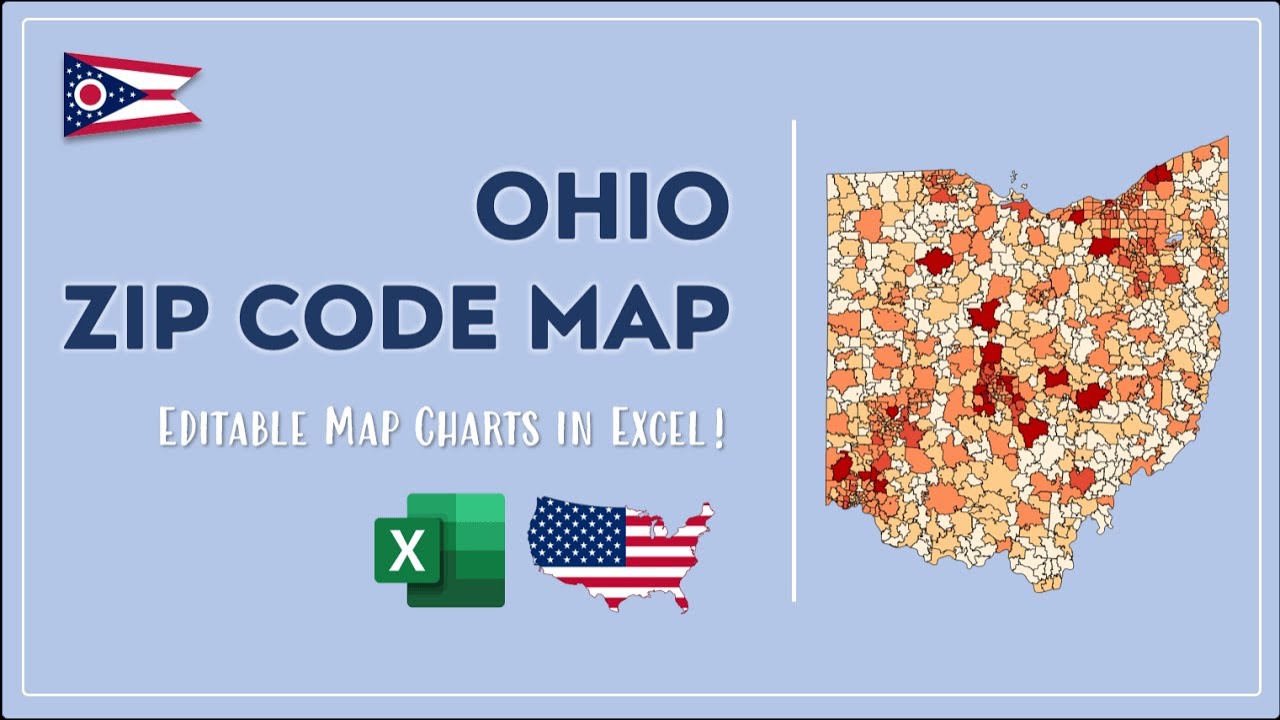 Ohio Zip Code Map in Excel - Zip Codes List and Population Map