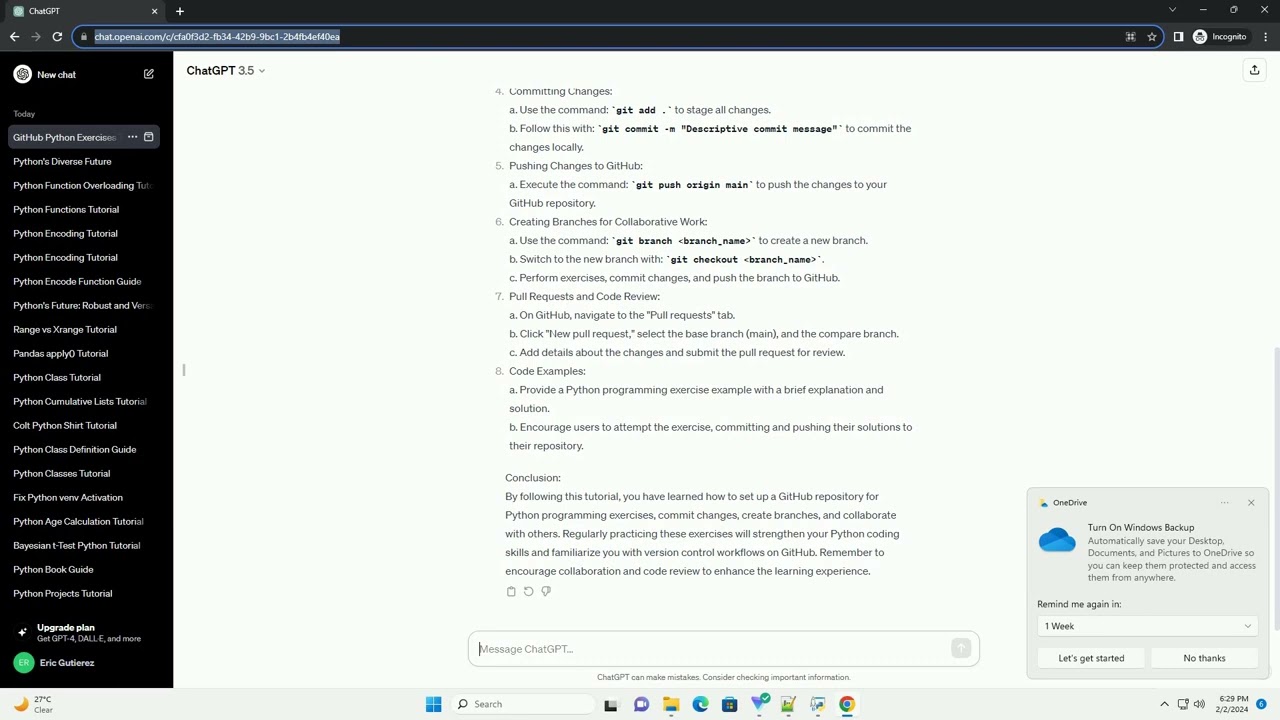 github python programming exercises