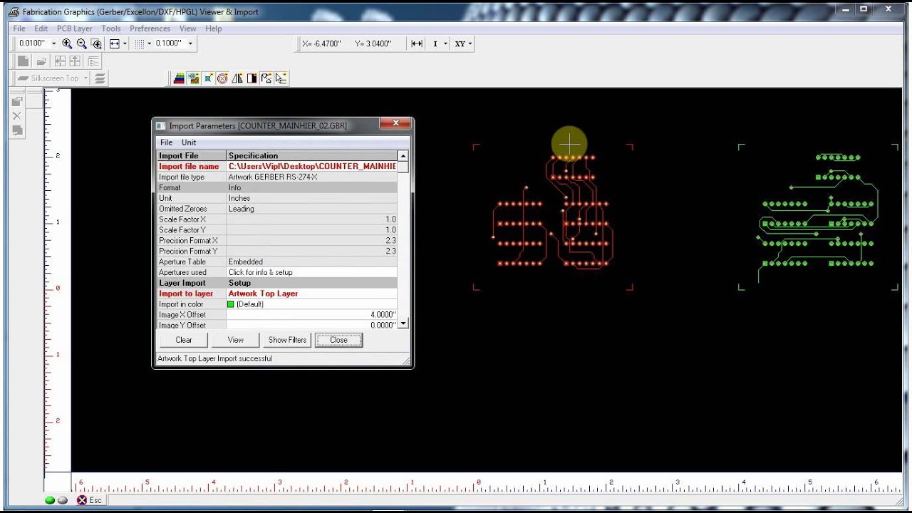 Changing apertures from Gerber viewer