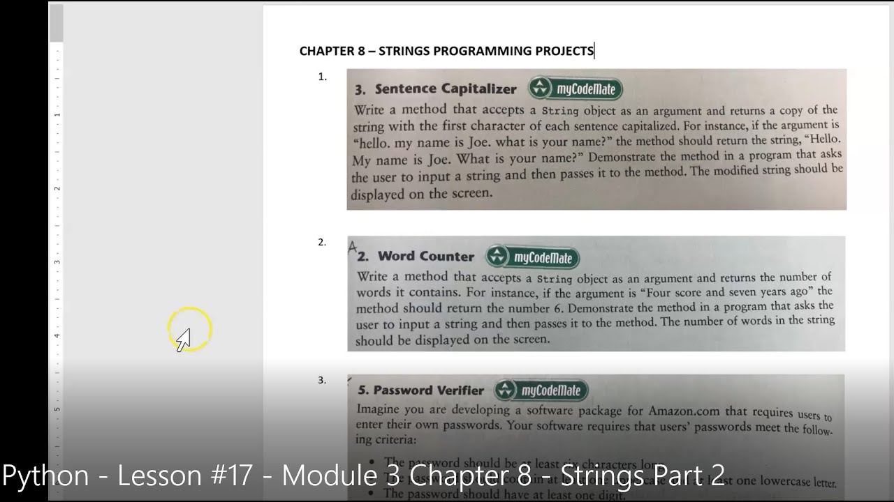 Python - Lesson #17 - Module 3 Chapter 8 - Strings Part 2