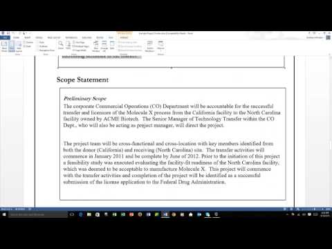 Project Charter Sample and Walkthrough