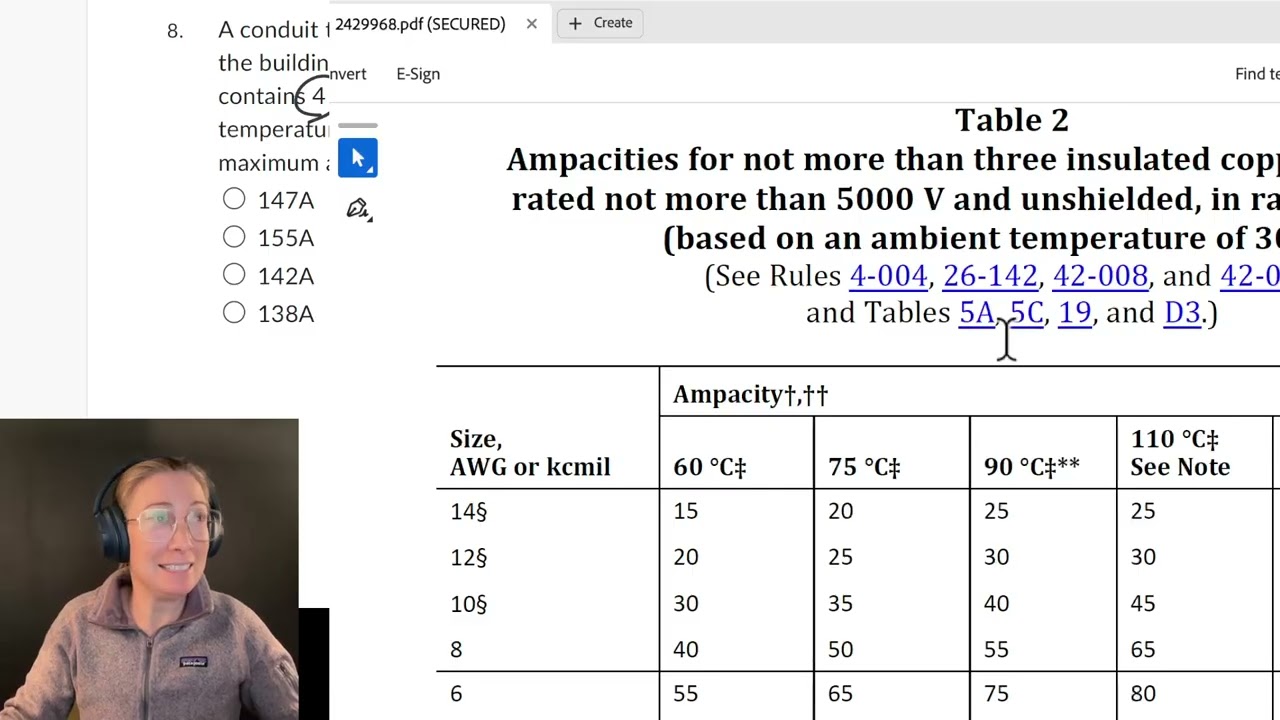 CEC 4-004 Quiz Solution 8: Derating Ampacity Conductor Sizing Red Seal Prep