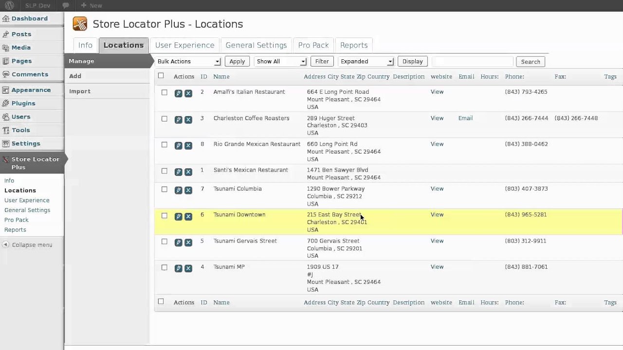 Store Locator Plus 4 : Manage Locations