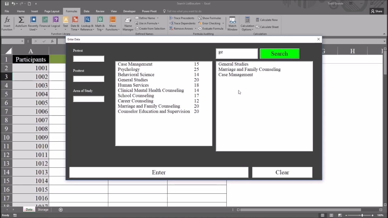 Search a ListBox Control using a TextBox Control in Excel VBA