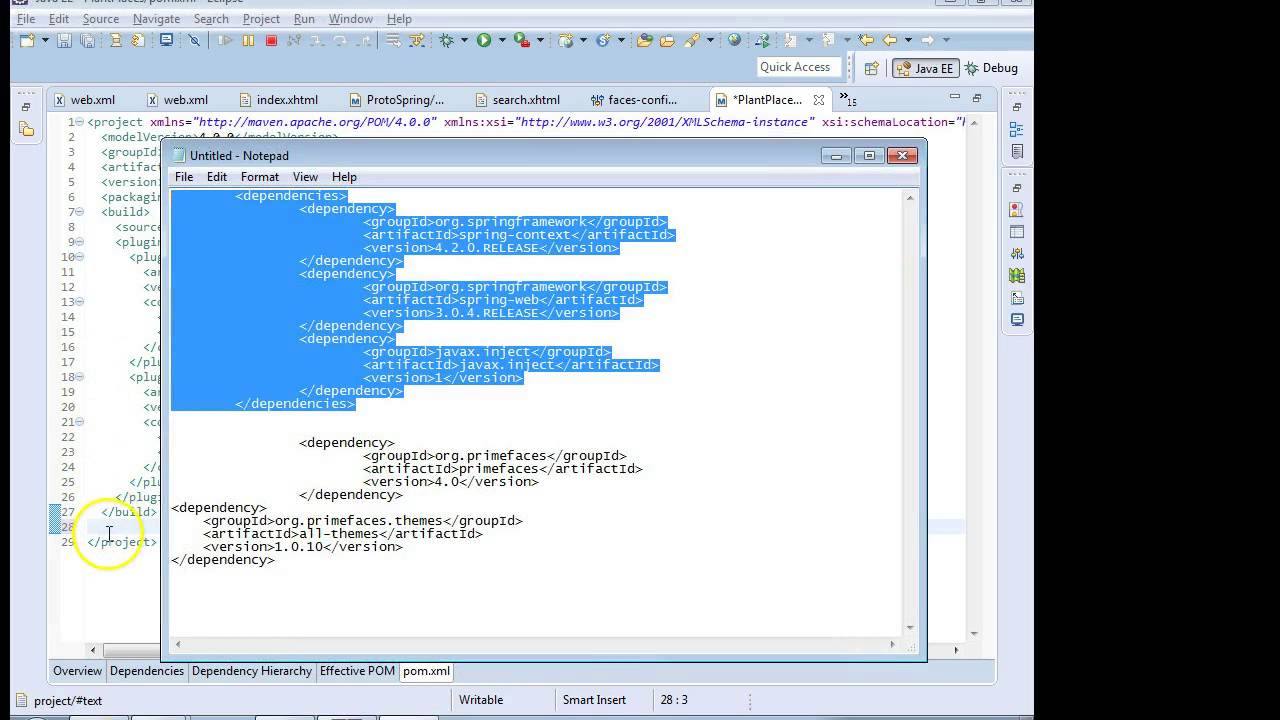 Convert an Eclipse project to Maven for PrimeFaces & Spring