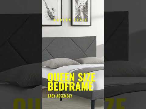 Queen Size Upholstered Platform Bed Frame with Headboard; Easy Assembly