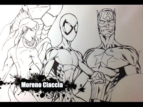Speed Inking Spiderman, Ironman and Capitan America [Prodigy edition]