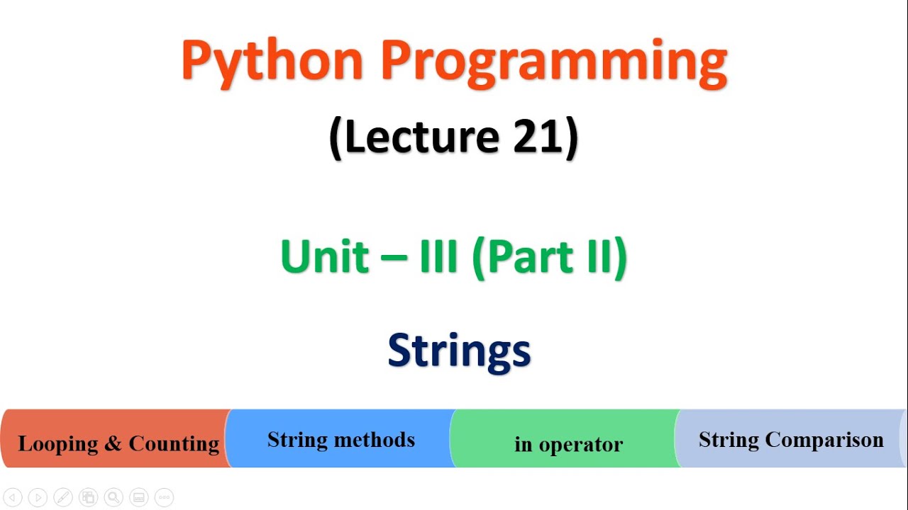 Python Programming | JNTUA | UNIT 3 | Strings | Lecture 21