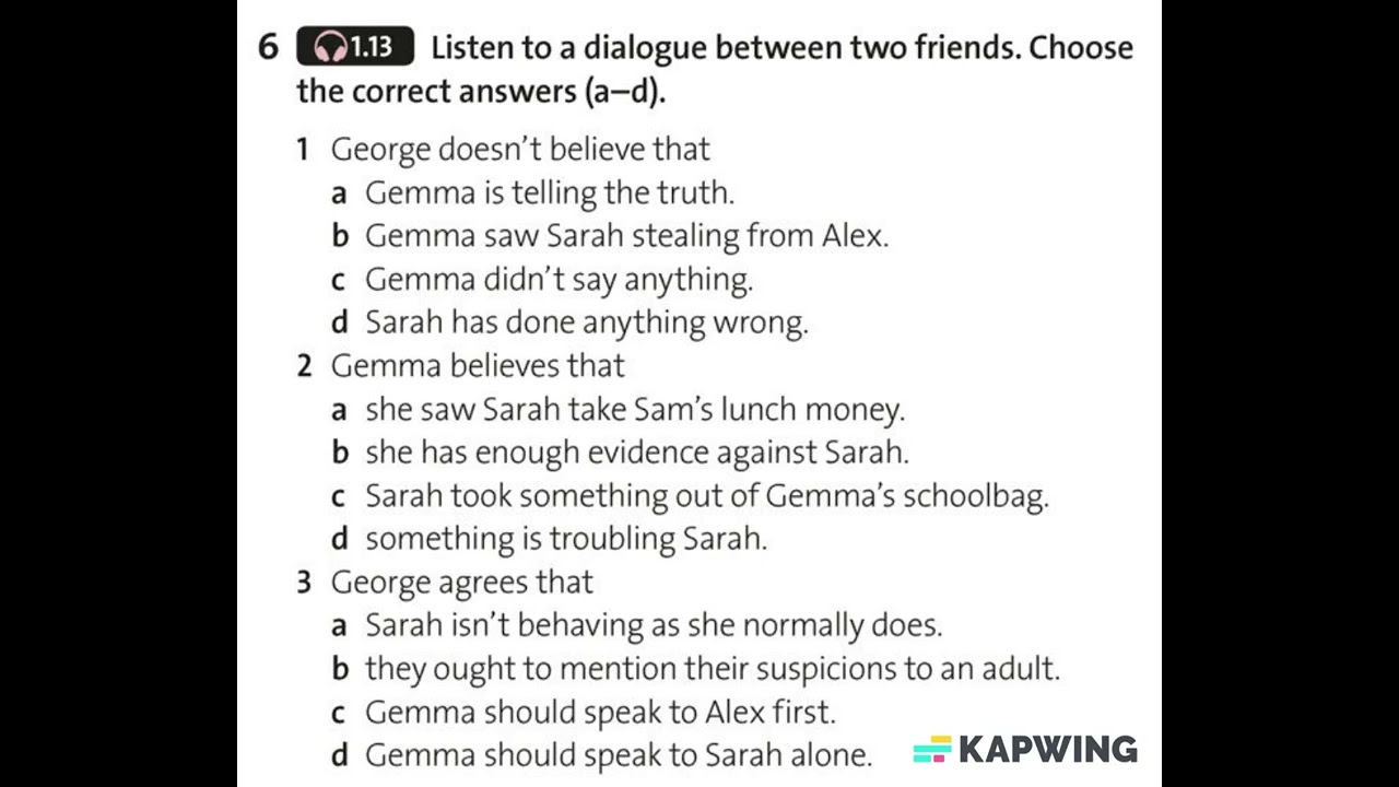 Solutions Upper-Intermediate 3rd edition - Unit 2C - ex. 6 (1.13)