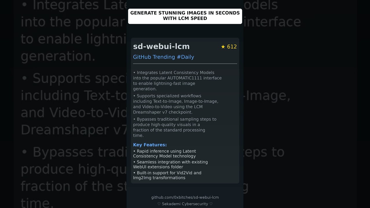 GitHub Trending Repositories: 0xbitches/sd-webui-lcm 🇬🇧