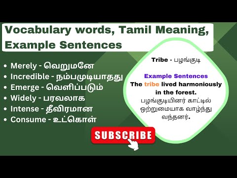 Learn English via Tamil - Vocabulary words with Example Sentences + Meaning in Tamil. #englishwords