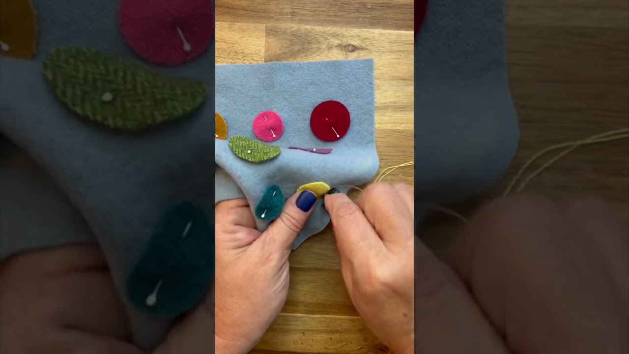 Whip Stitch Wool Appliqué With Ellana Wool Thread  #woolappliqué #embroidery #sewing #appliqué