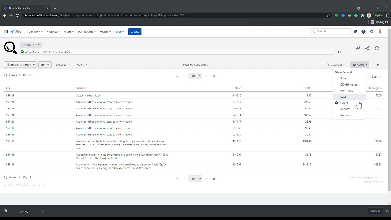 Time in Status Training 19 - View Format