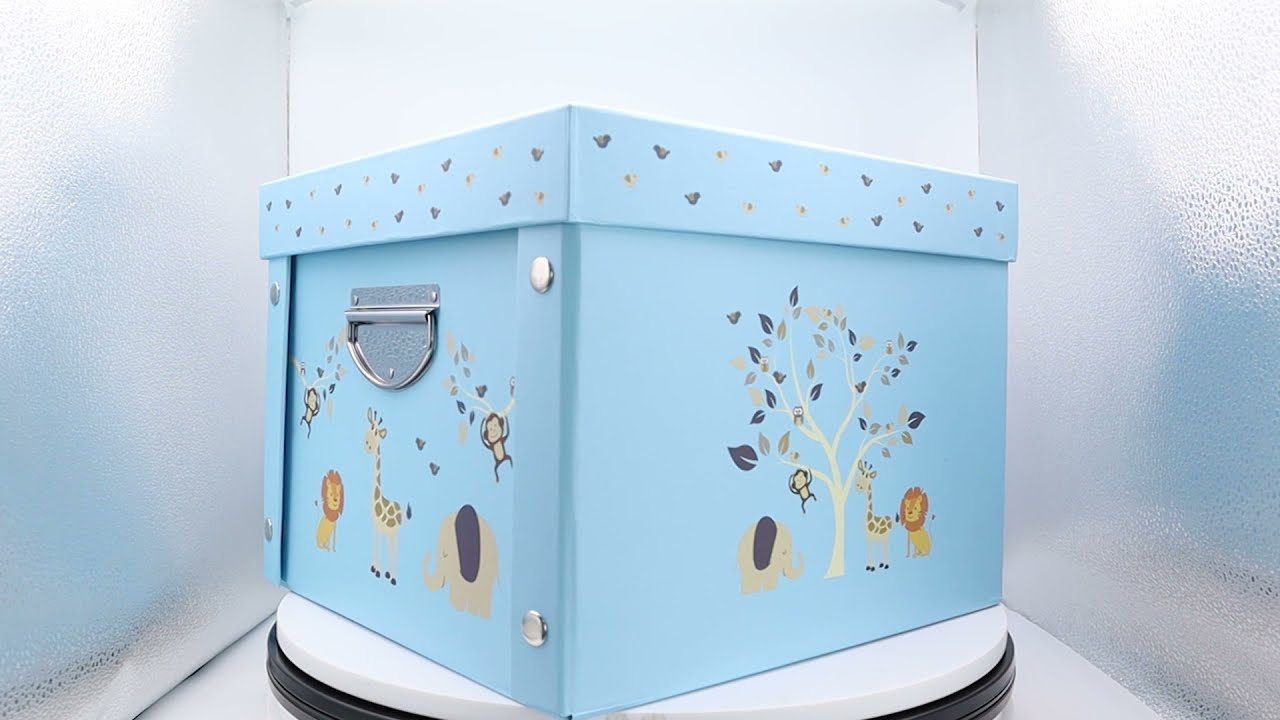 Arrival Special Design Folding Storage Boxes For Toy Paper clothing packaging box With Metal Botton