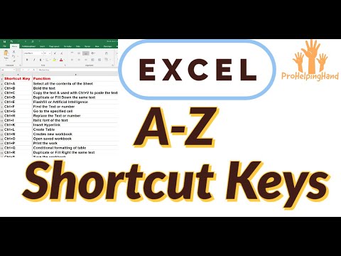 Excel Shortcut Keys A to Z