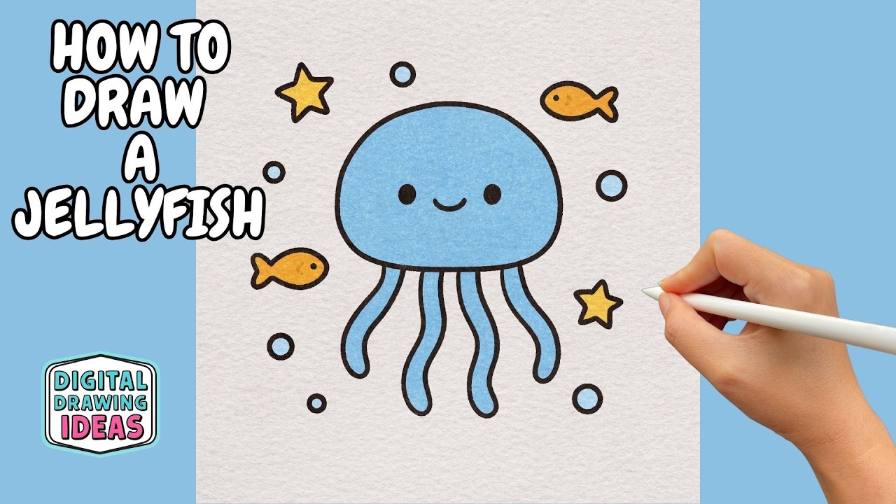How to Draw a Jellyfish | Easy Jellyfish Drawing Tutorial Step by Step