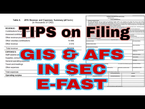 TIPS on how to file the GIS and AFS in Efast
