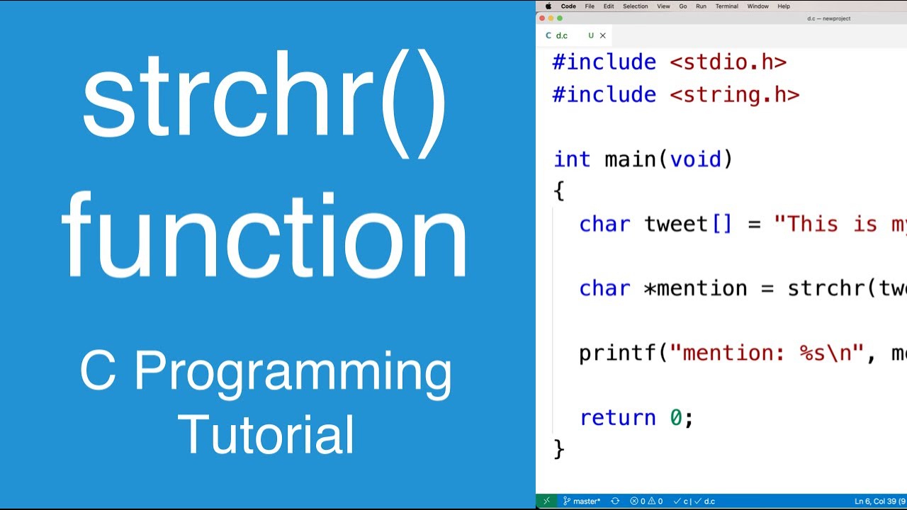 strchr() function | C Programming Tutorial