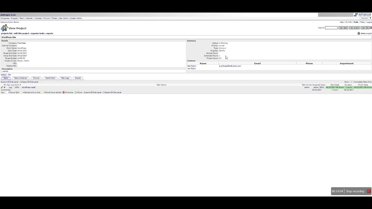 Dot Project Tutorial - Adding Projects and Tasks