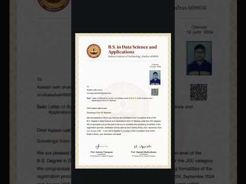 iit Madras BS degree data science admission letter #motivation