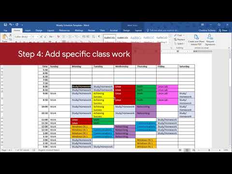 How to create a weekly schedule