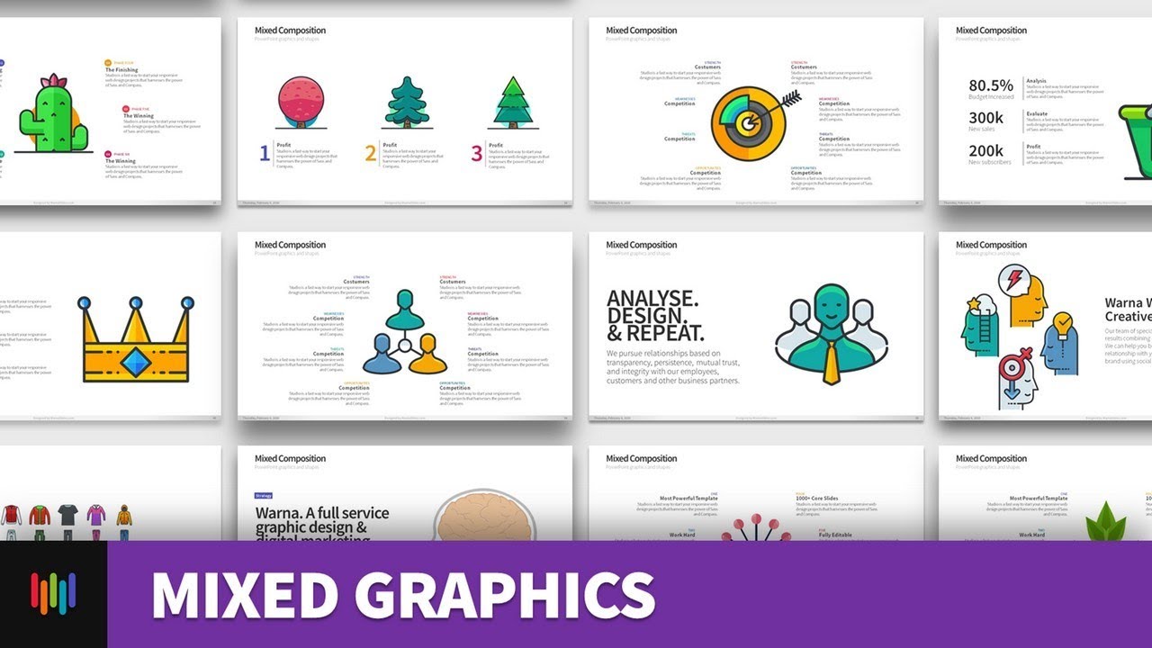 Mixed Graphics & Shapes PowerPoint Templates