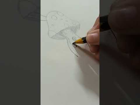 drawing a mushroom house ♡ #drawing #mushroom #house #sketch #art #shorts