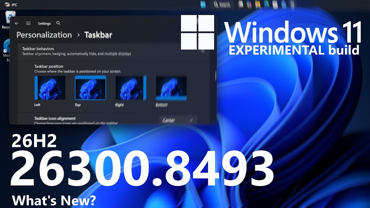 Windows 11 Experimental Build 26300.8493 (26H2): What's New?