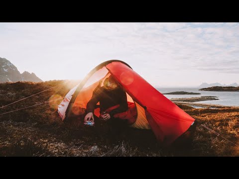 Windy overnight camp on an island among eagles