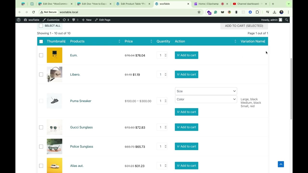 Configuring Woo Product Table to Display Variable Products for Each Variable