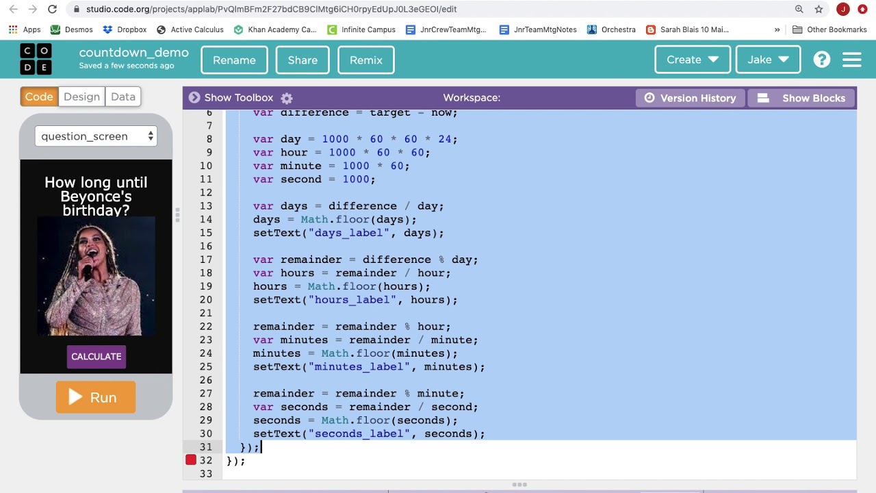 App Lab Finish a Countdown Clock Using the JavaScript Date Object